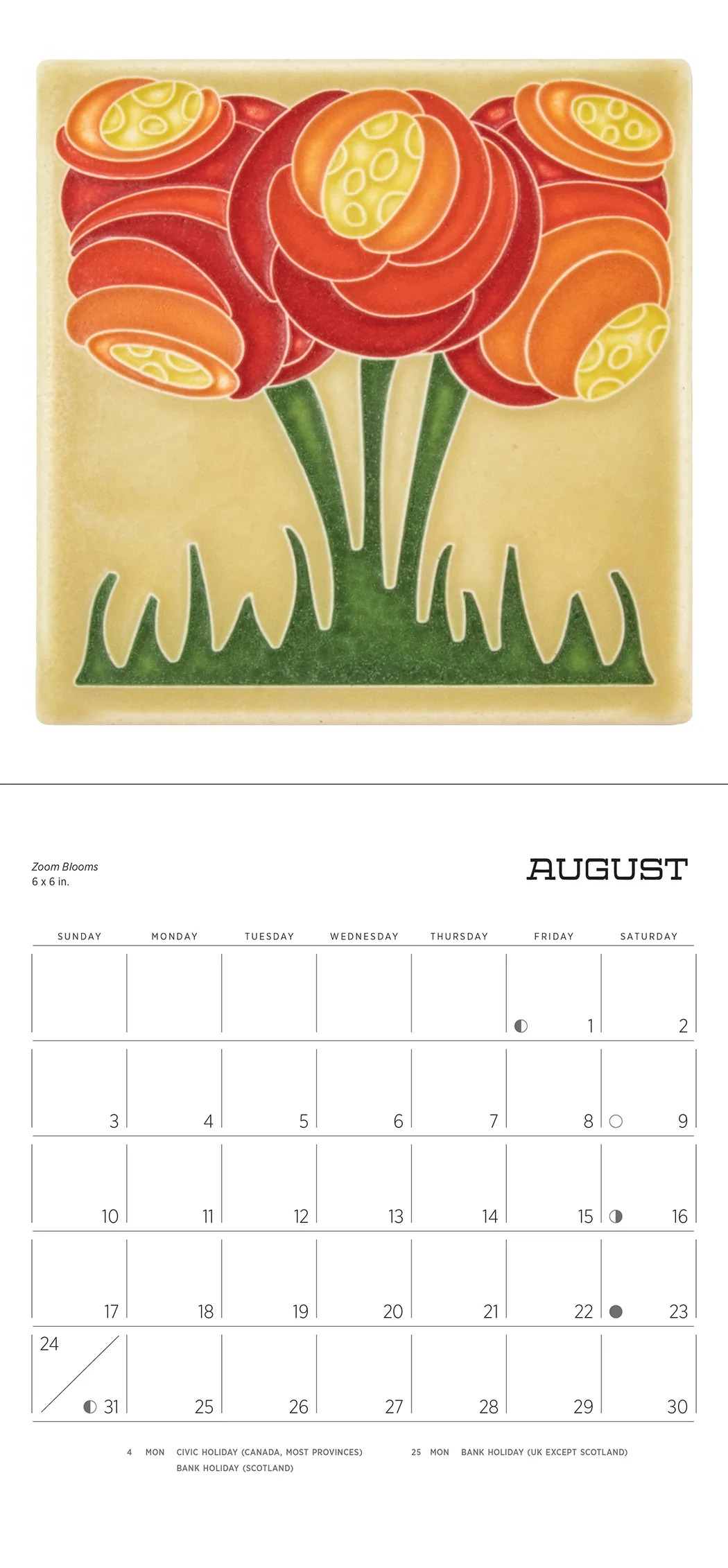 Arts & Crafts Tiles: Made by Motawi Tileworks 2025 Mini Wall Calendar ...