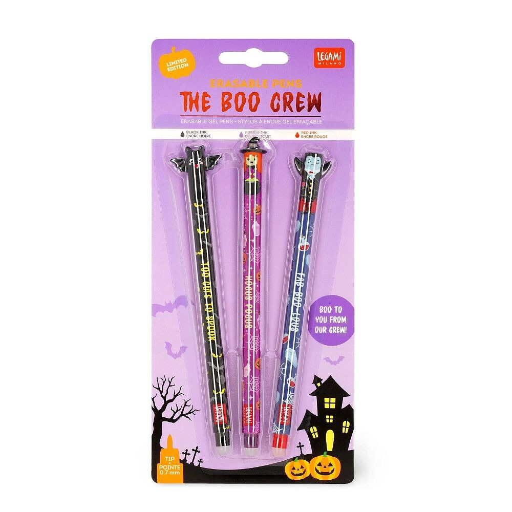 Erasable gel pen, 3-pack, Halloween - Bat/Witch/Vampire - Lexis Papper